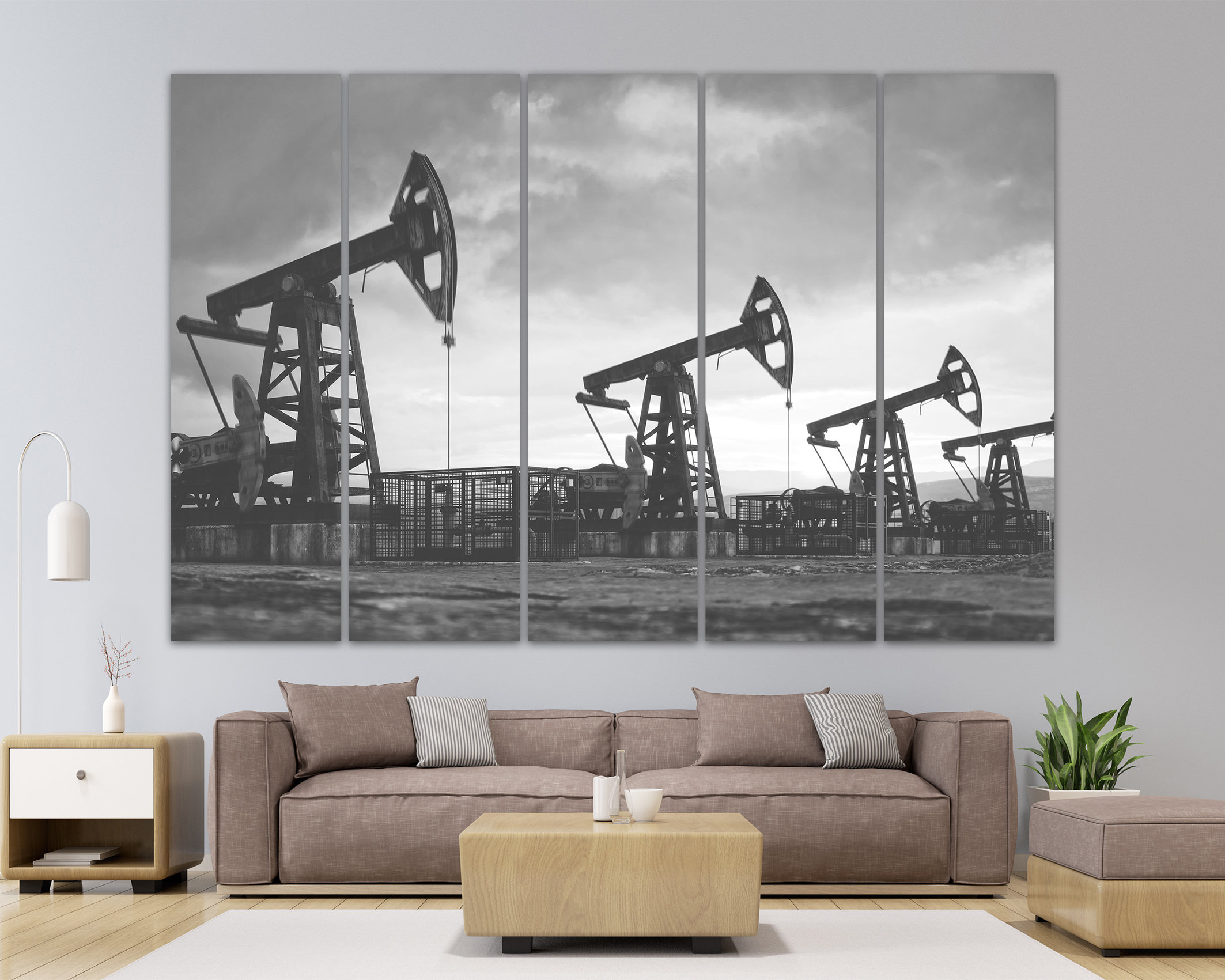 Oil Rig in the Oilfield Large Wall Art Canvas Print Oil and Gas Mining ...