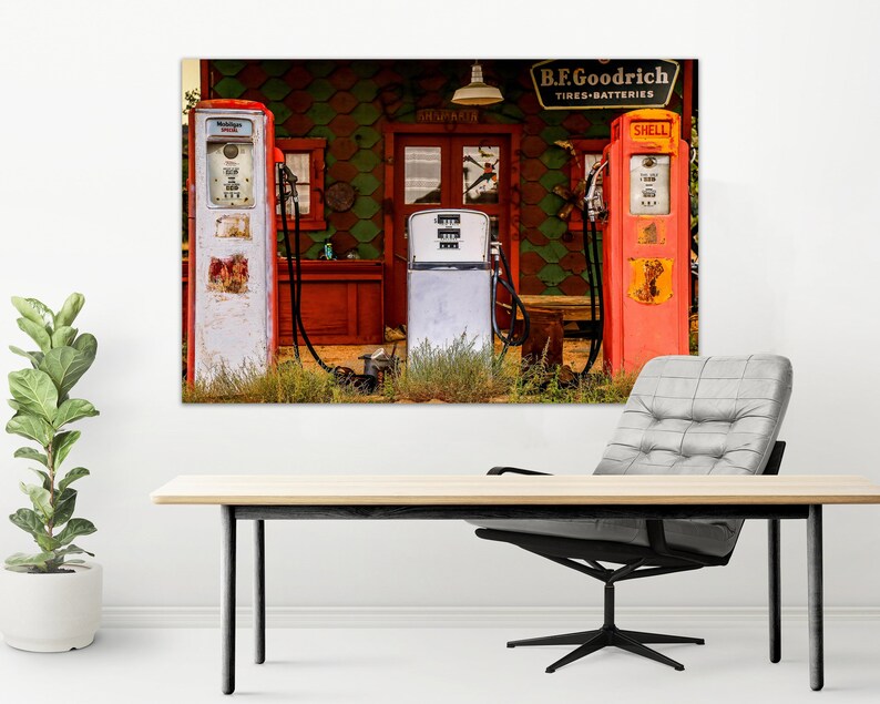 Old Abandoned Gas Station Wall Art Canvas Print Vintage Gas Station ...