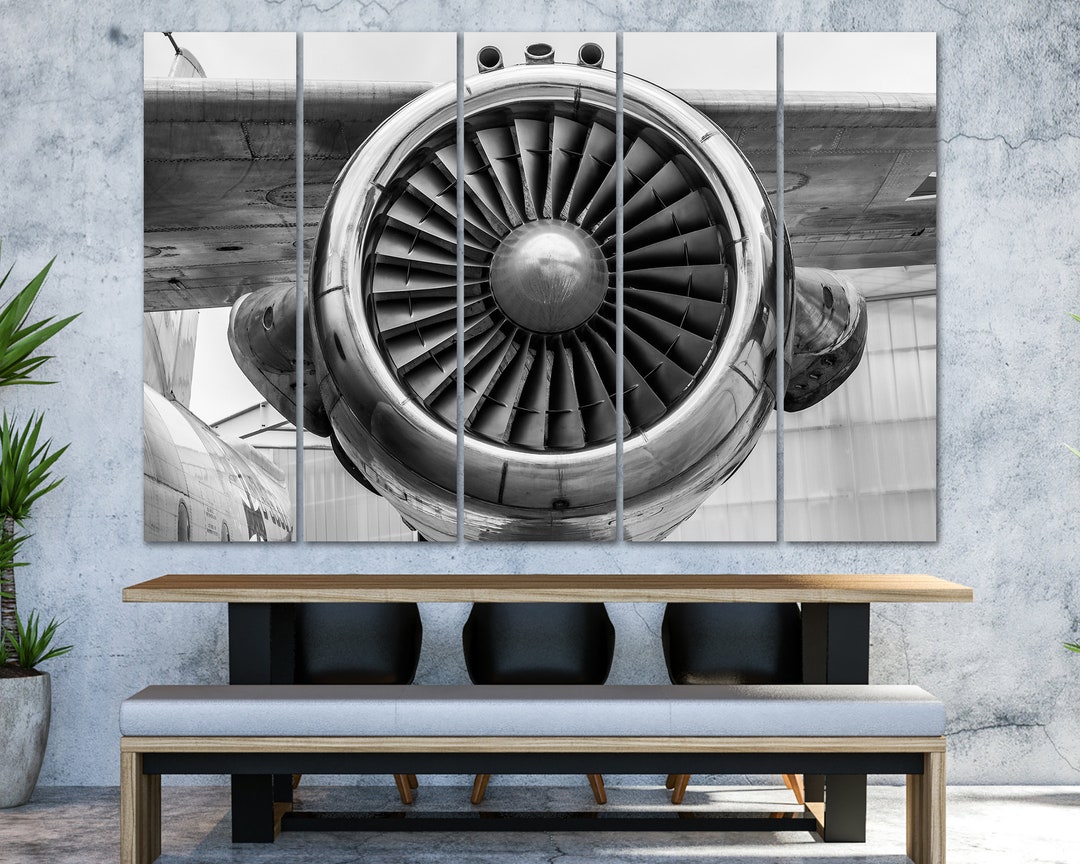 Airplane Engine Wall Art Aitcraft Turbine Canvas Print Jet Engine Wall ...