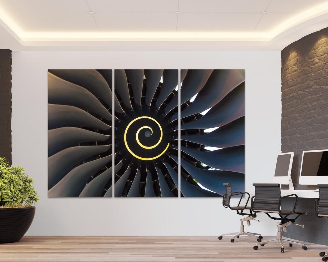 Turbine Wall Art Canvas Plane Engine Blades Print Jet Engine Wall Decor ...