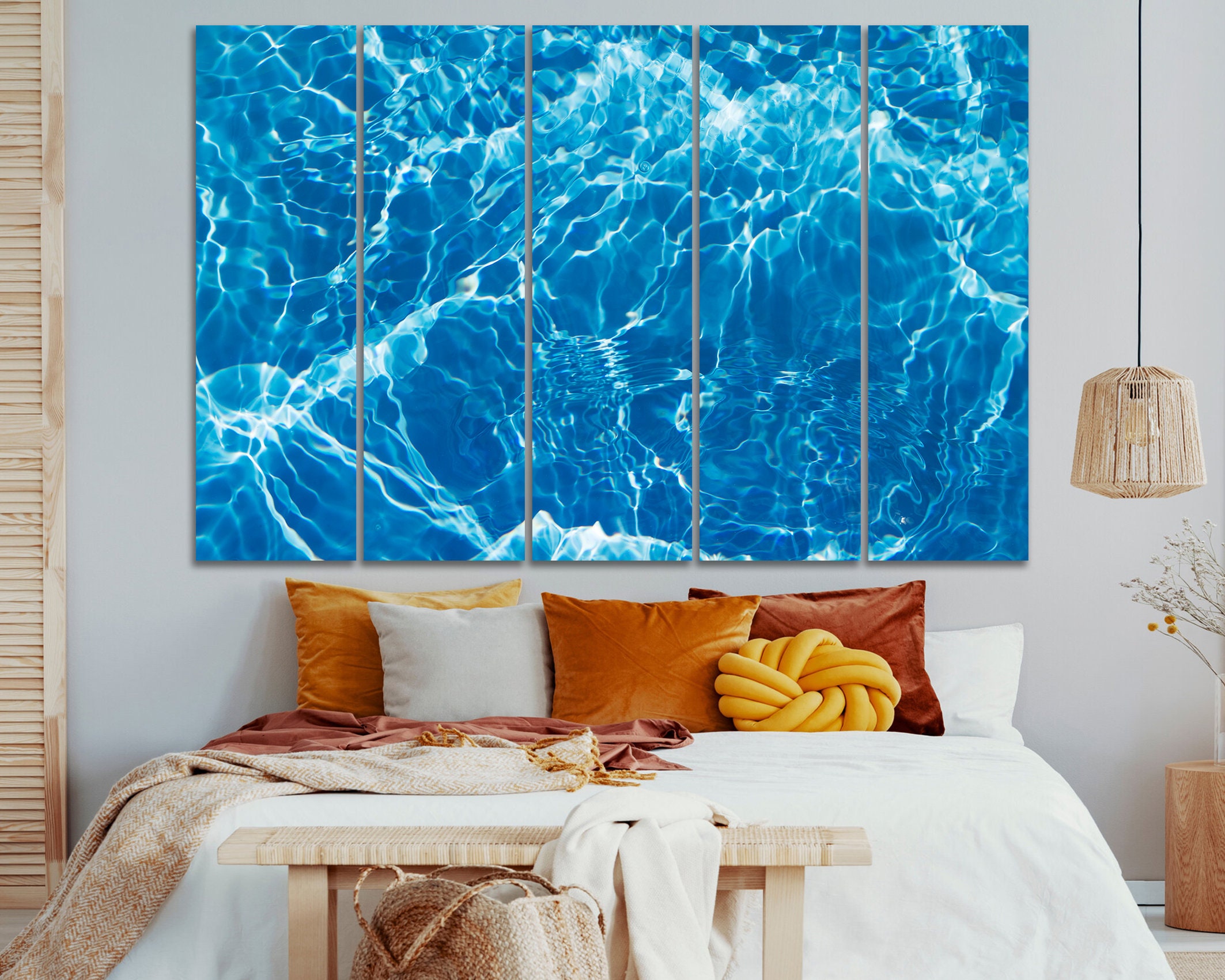 Marble Pool Water Surface Extra Large Wall Art Print on Canvas Blue ...