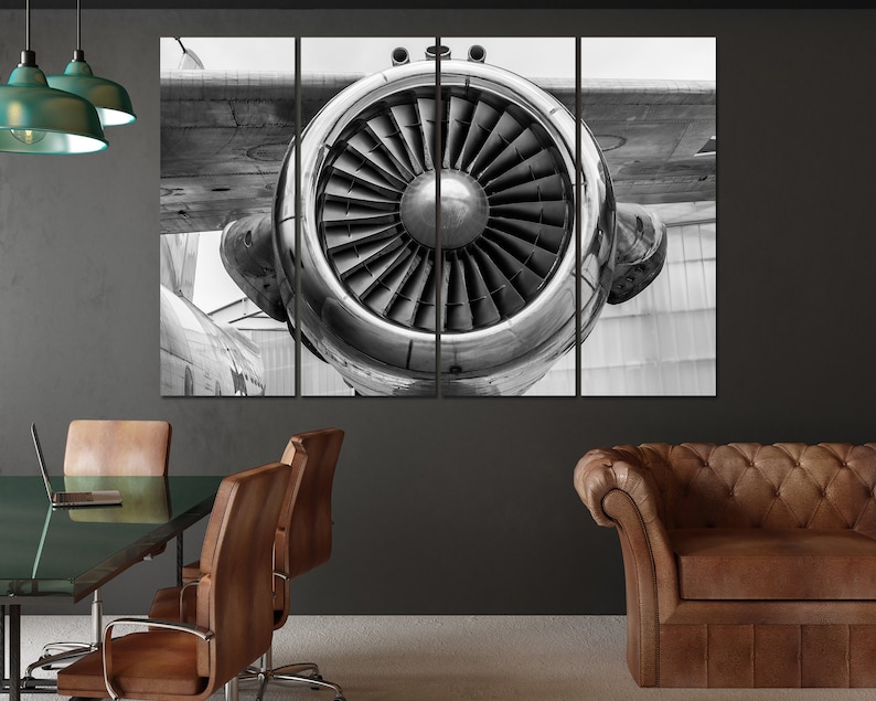 Airplane Engine Wall Art Aitcraft Turbine Canvas Print Jet Engine Wall ...