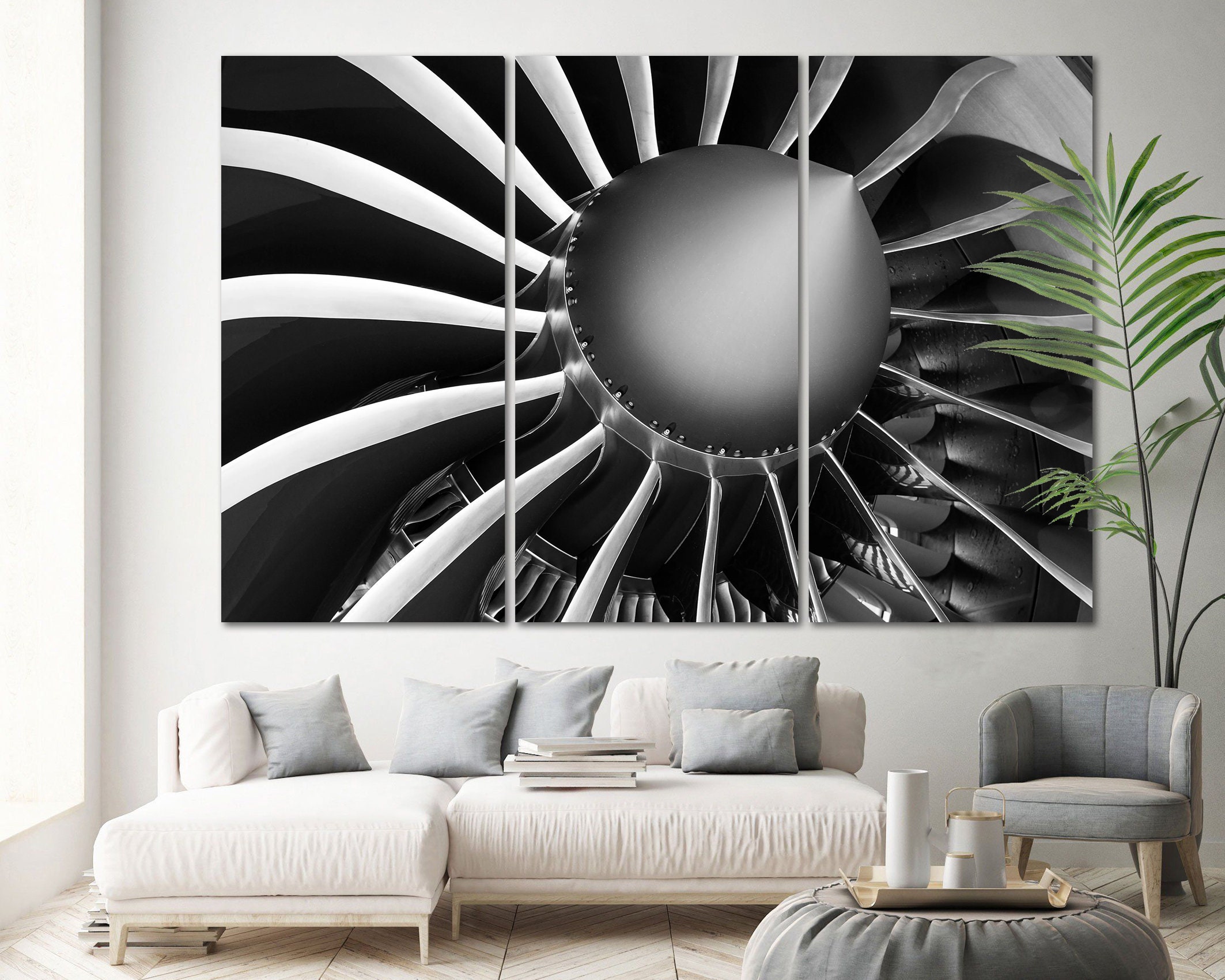 Jet Engine Turbine Wall Art Abstract Geometry Canvas Print Aircraft ...