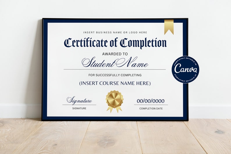 Certificate of Completion Template | DIY Certificate - Etsy