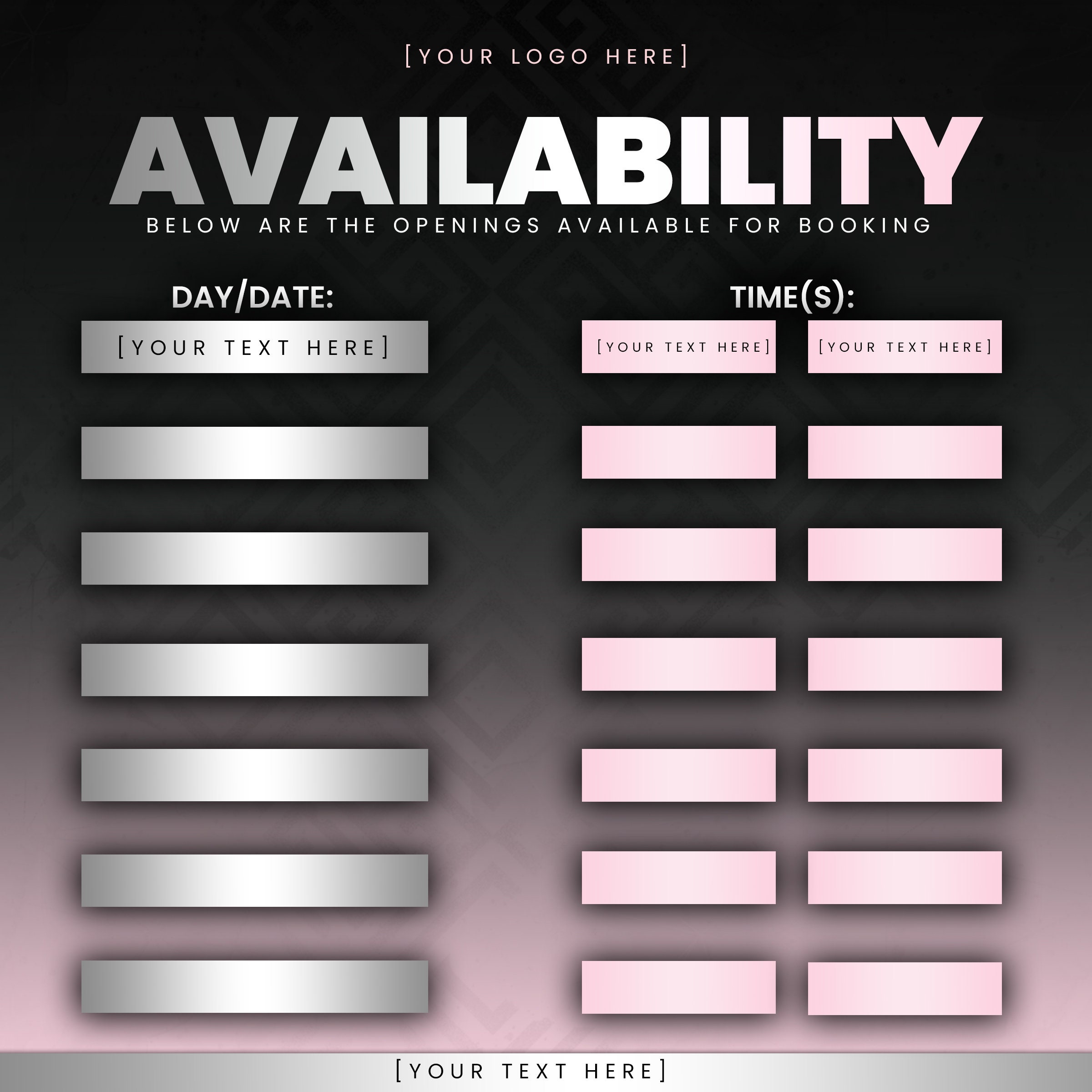 Availability Template Pink DIY Flyer/template - Etsy