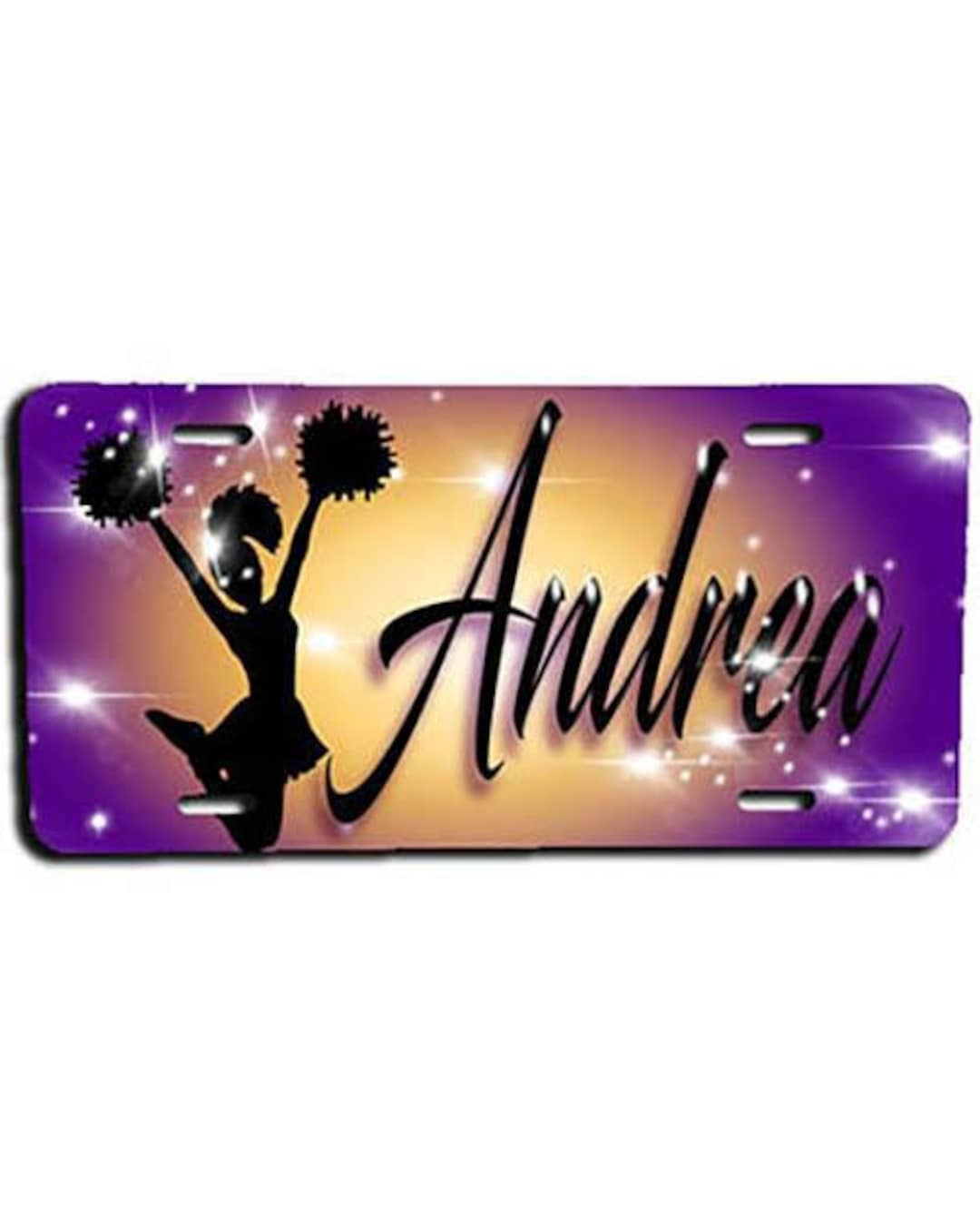 G011 Personalized Airbrush Cheer Pom Pom License Plate Tag - Etsy
