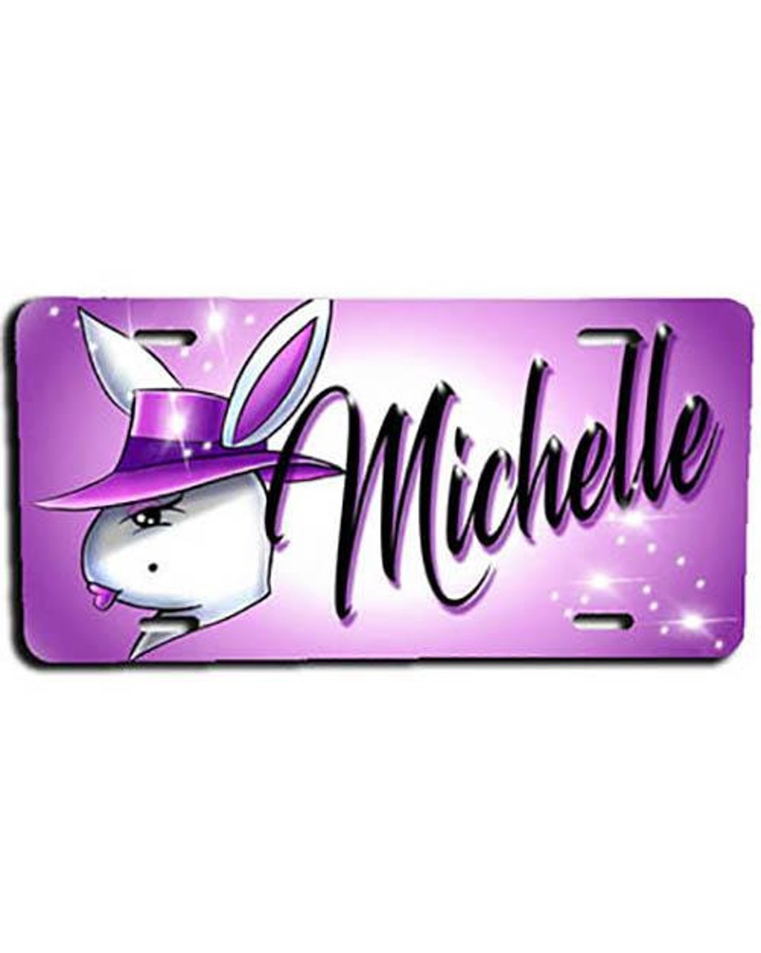 H016 Personalized Airbrushed Airbrush Bunny License Plate Tag - Etsy