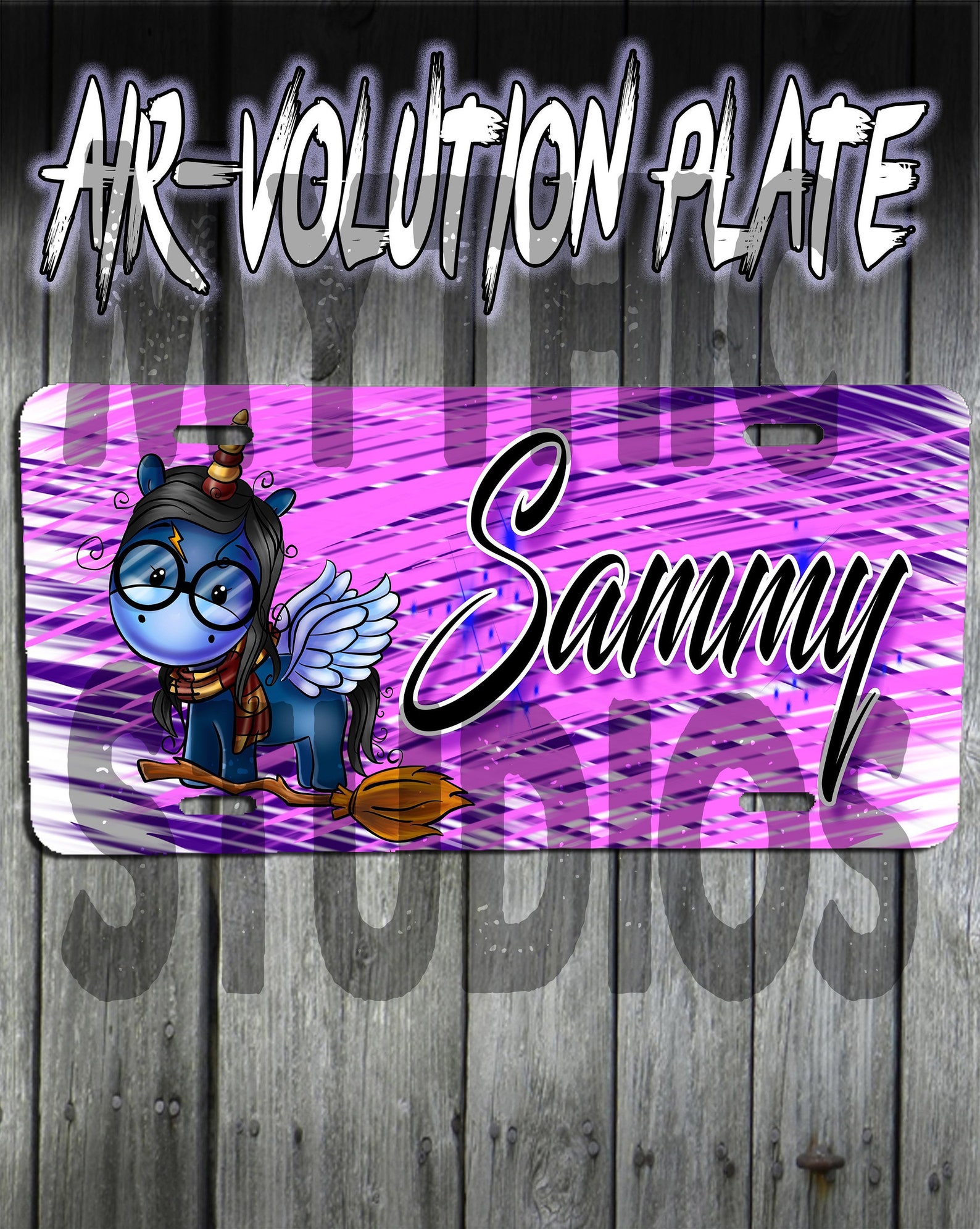 B148 Personalized Airbrush Wizard Unicorn License Plate Tag | Etsy