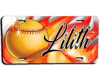 Softball License Plate - Etsy