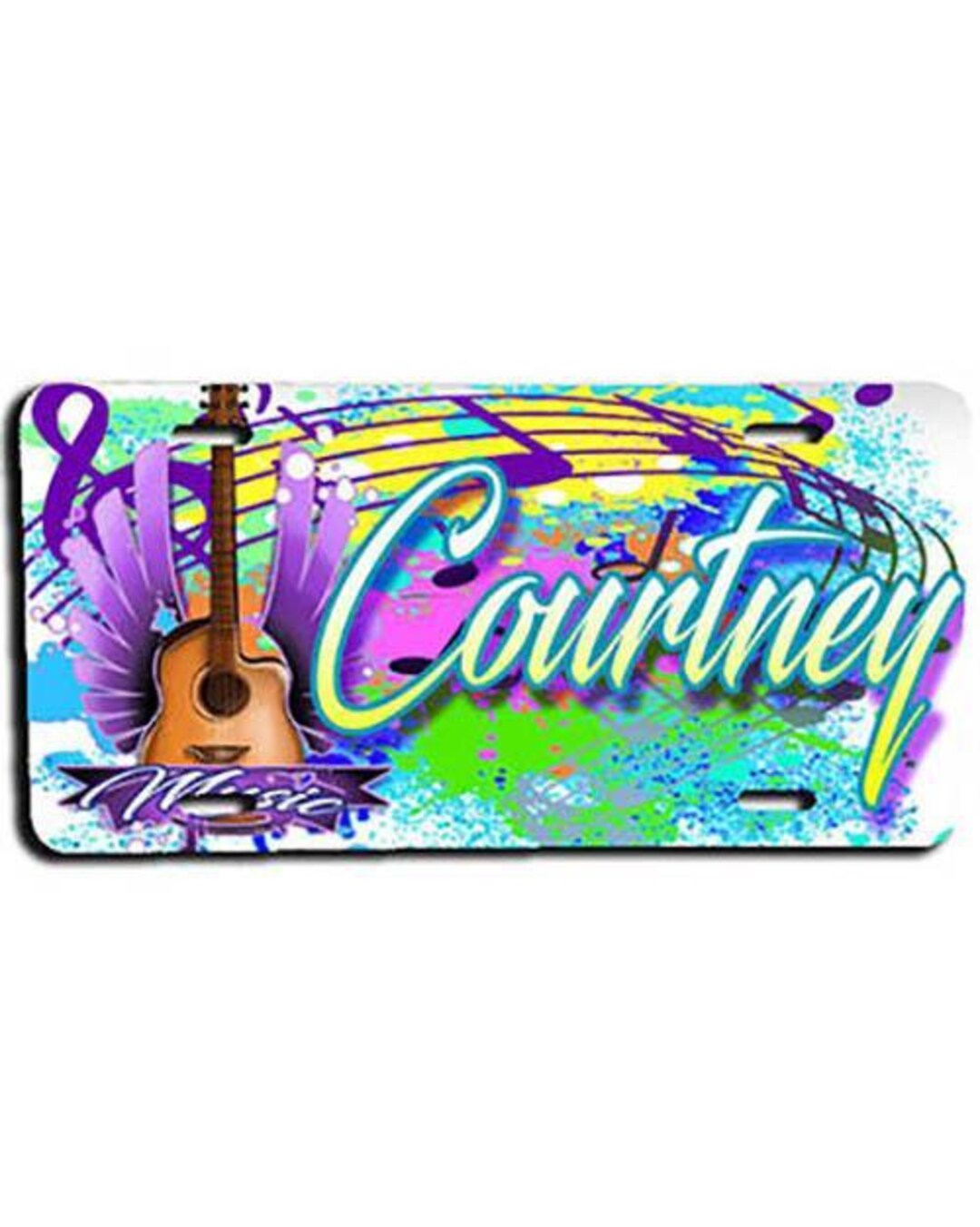 H047 Personalized Airbrushed Guitar Music Notes License Plate Tag - Etsy