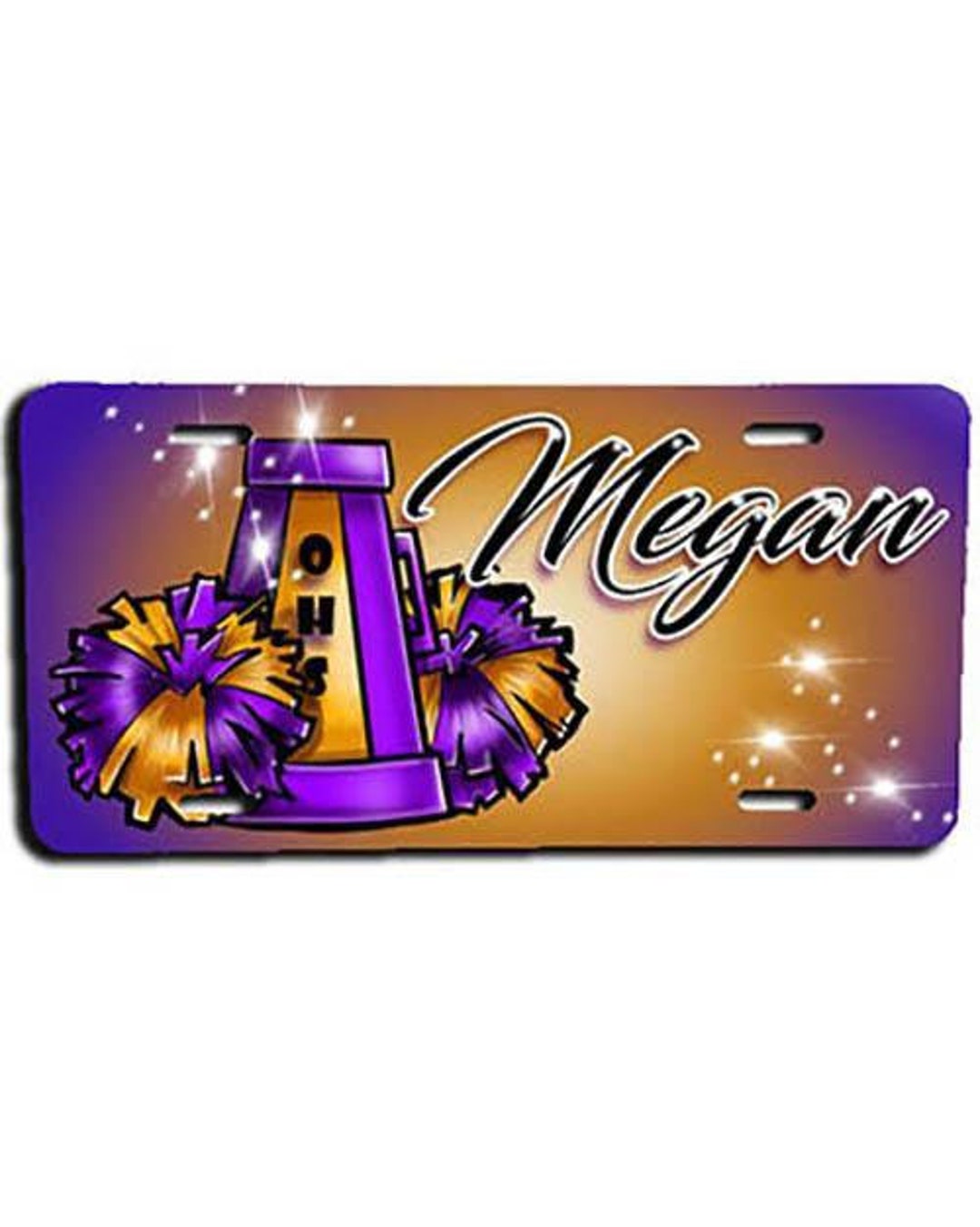 G005 Personalized Airbrush Cheer Pom Pom License Plate Tag - Etsy