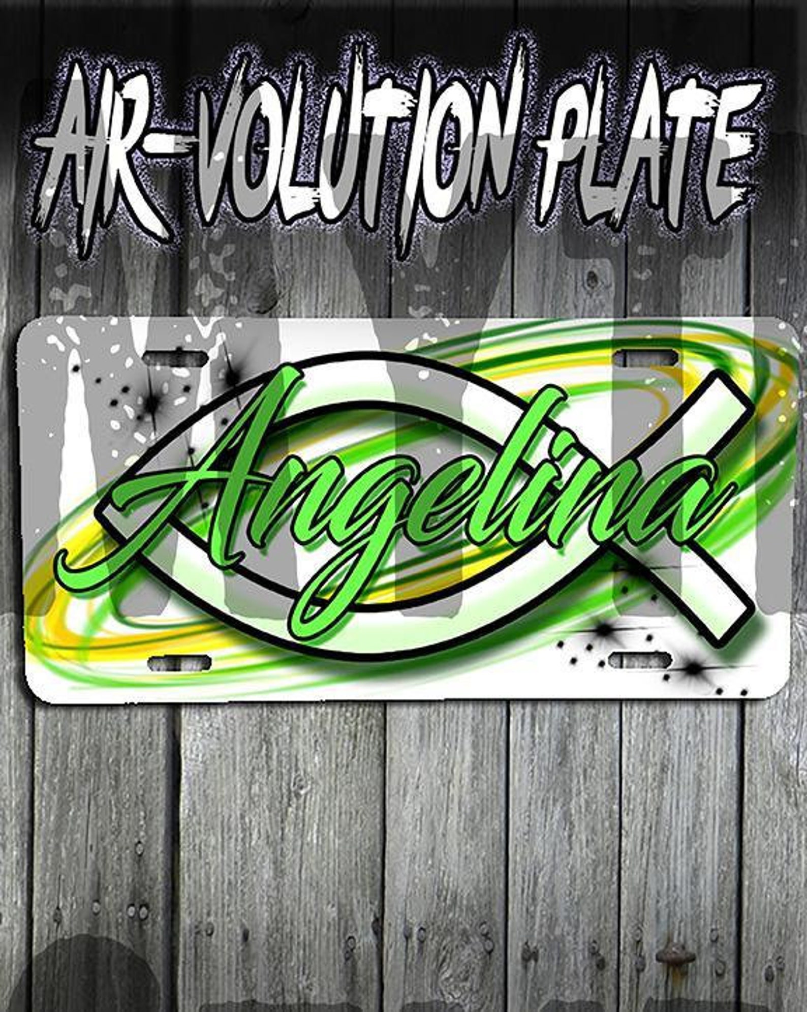 H008 Personalized Airbrushed Jesus Fish License Plate Tag | Etsy