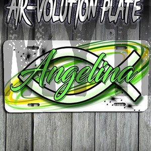 H008 Personalized Airbrushed Jesus Fish License Plate Tag - Etsy