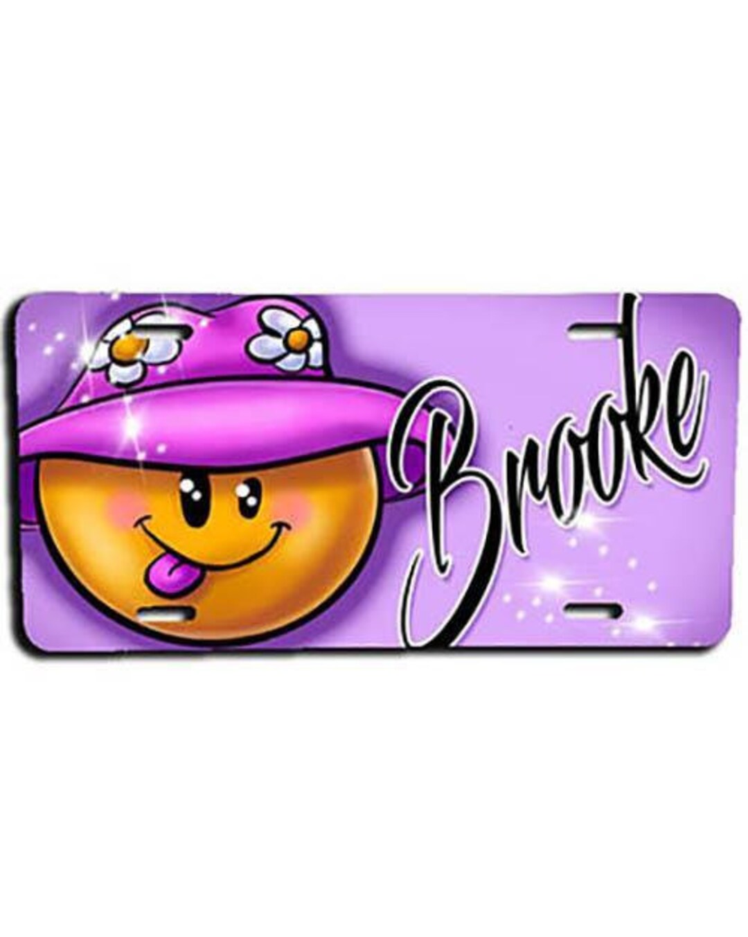 B037 Personalized Airbrush Smily Emoji License Plate Tag - Etsy