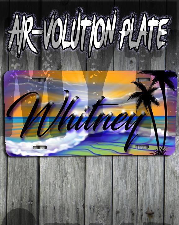 E004 Personalized Airbrush Beach Scene License Plate Tag - Etsy