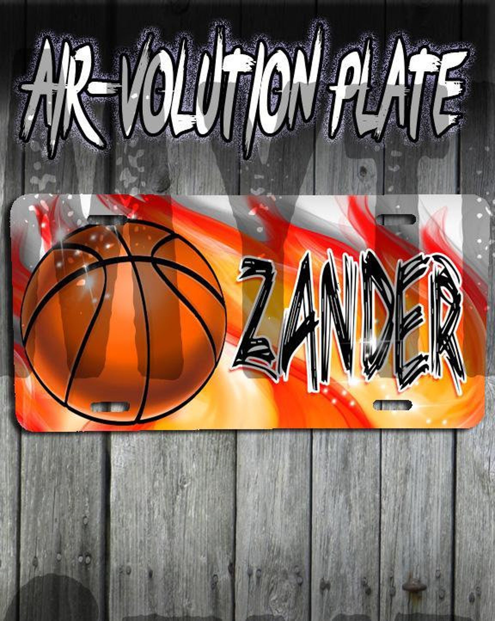 LG002 Personalized Airbrushed Basketball License Plate Tag | Etsy