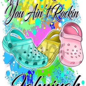 F054 Digitally Airbrush Painted Personalized Custom Croc Flip Flop Auto ...