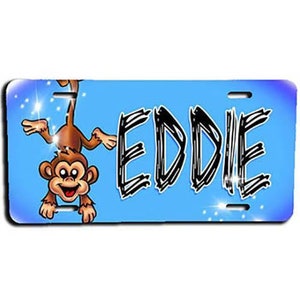 I016 Personalized Airbrush Monkey License Plate Tag - Etsy