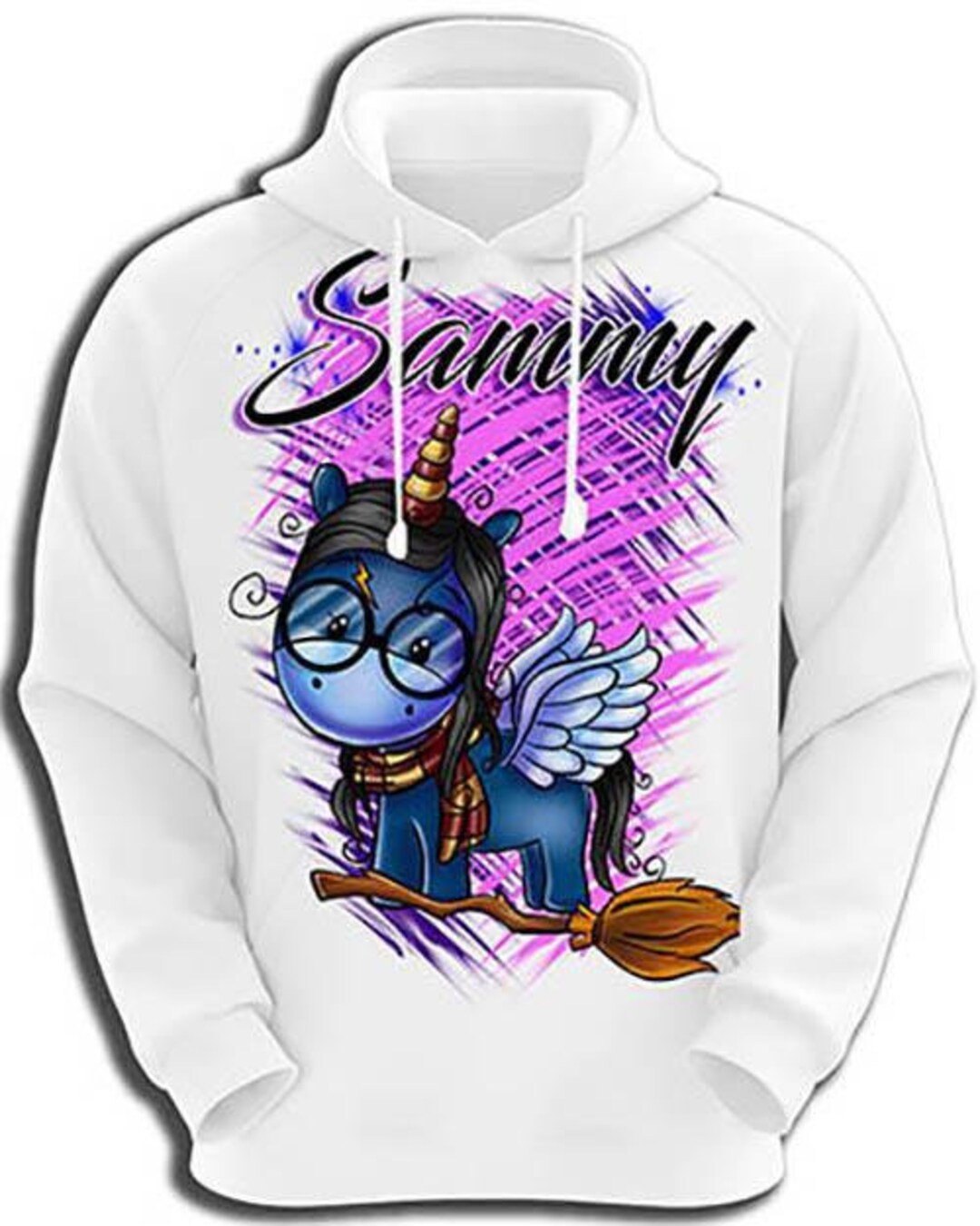 B148 Personalized Airbrush Wizard Unicorn Hoodie Sweatshirt - Etsy