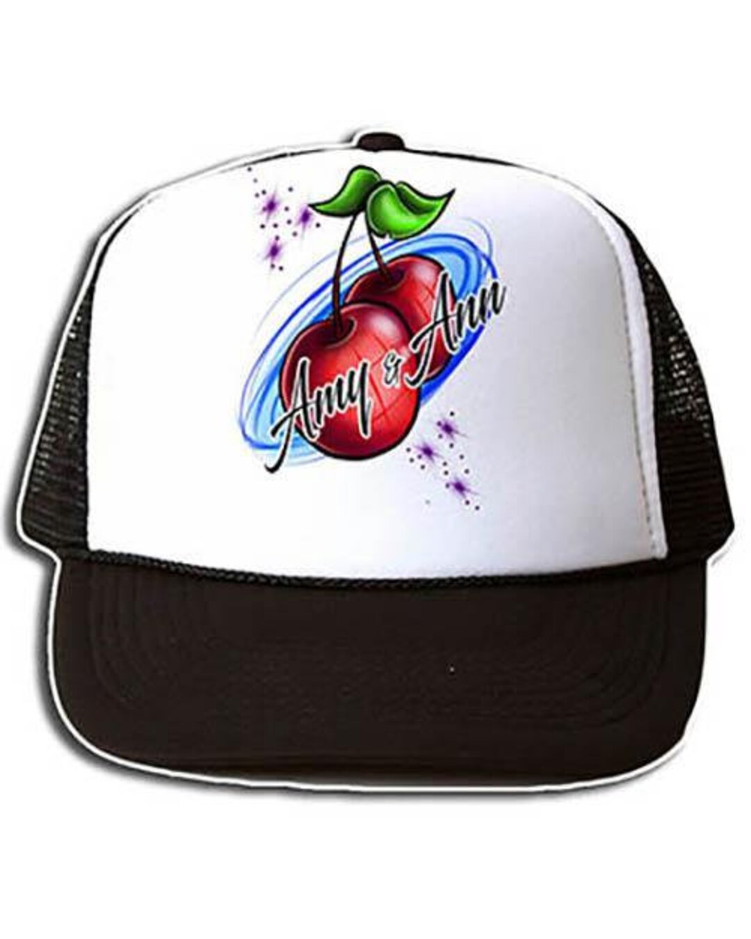 F003 Personalized Airbrushed Best Friend Cherries Snapback Trucker Hat ...