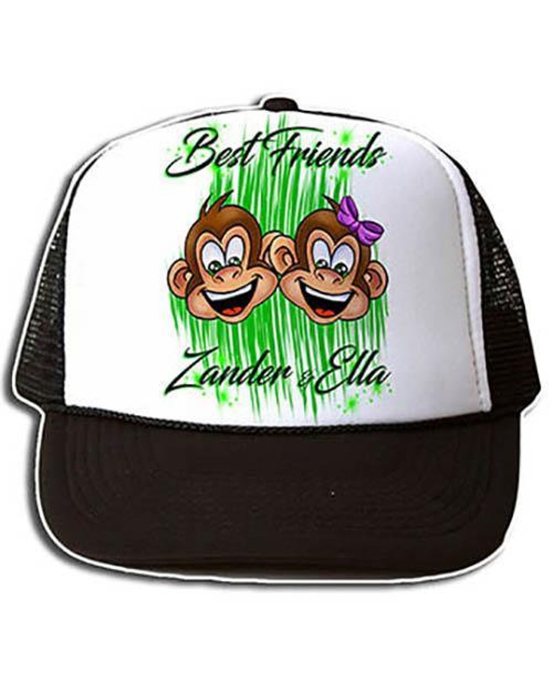 I027 Personalized Airbrush Monkeys Snapback Trucker Hat - Etsy