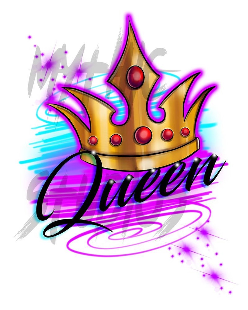 F007 Digitally Airbrush Painted Personalized Custom Crown King Queen ...