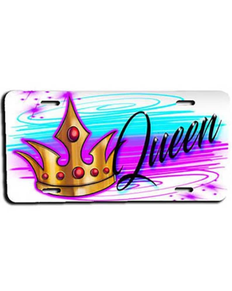 F007 Personalized Airbrushed Crown License Plate Tag - Etsy