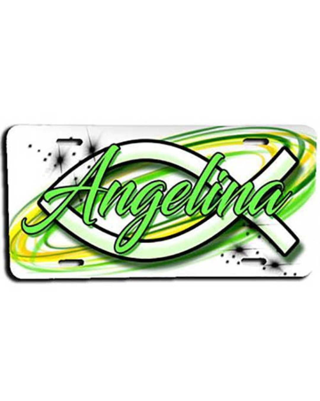 H008 Personalized Airbrushed Jesus Fish License Plate Tag - Etsy