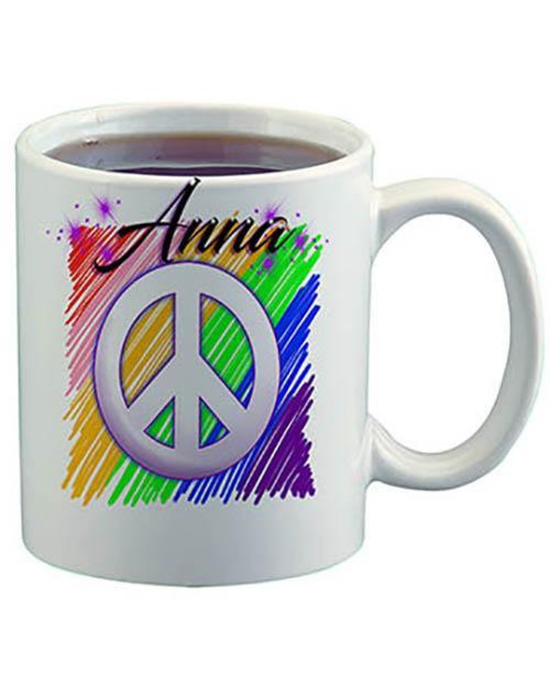 F025 Personalized Airbrushed Peace Sign Ceramic Coffee Mug - Etsy