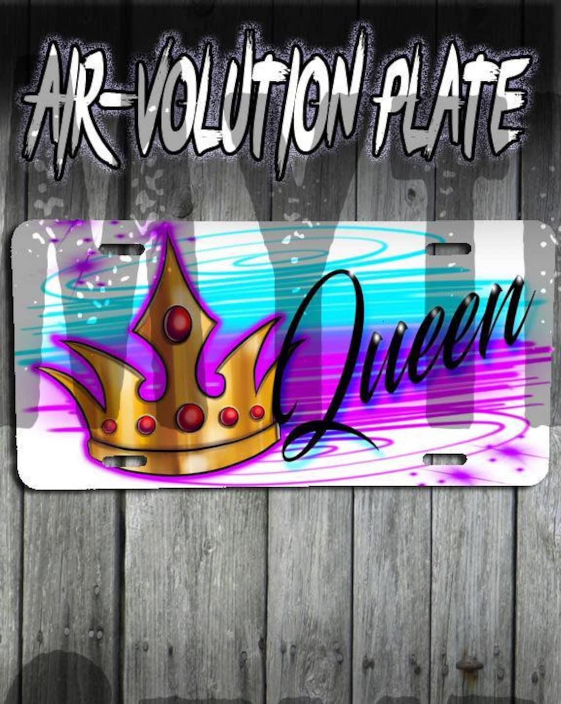 F007 Personalized Airbrushed Crown License Plate Tag - Etsy