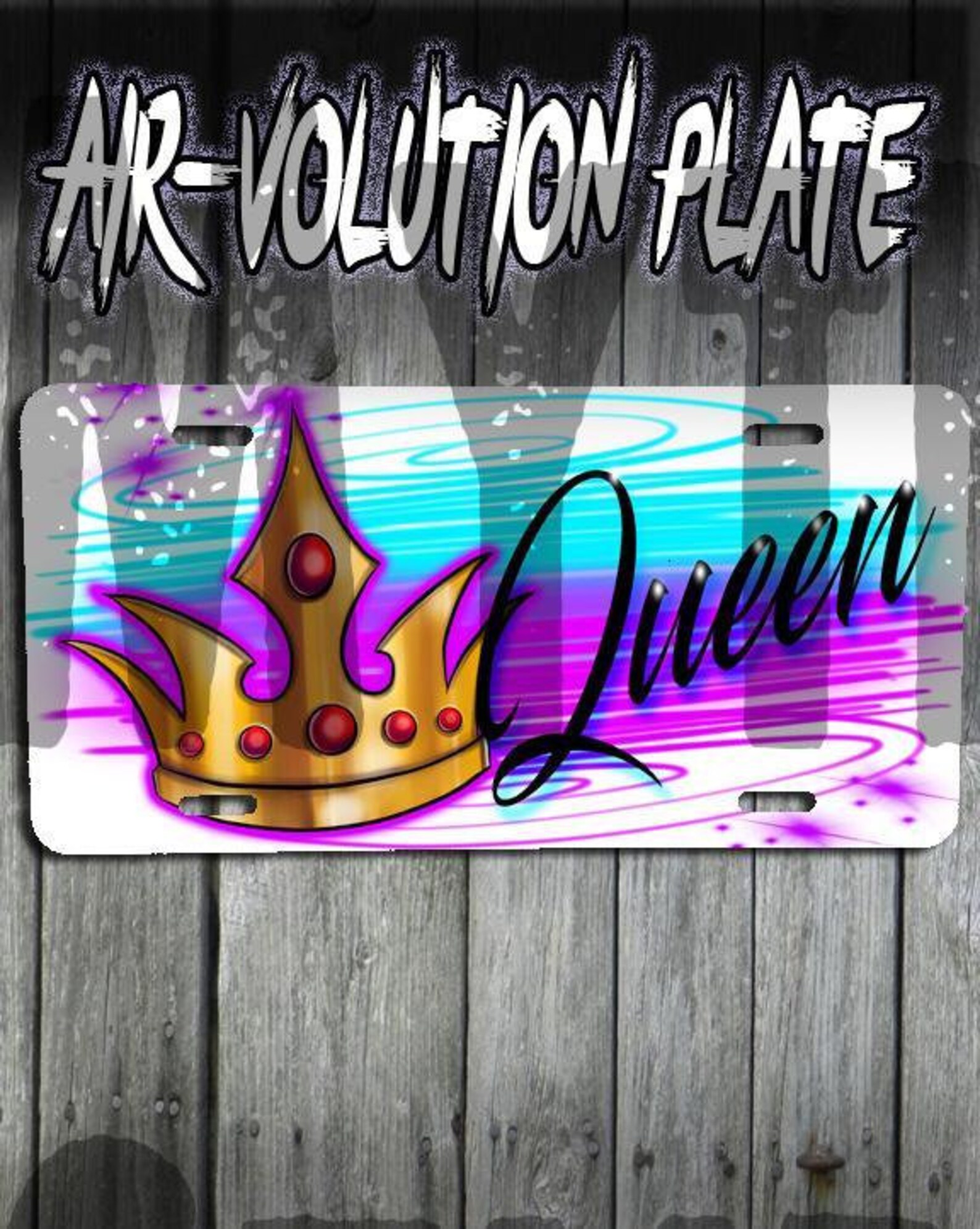 F007 Personalized Airbrushed Crown License Plate Tag - Etsy