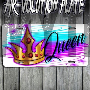 F007 Personalized Airbrushed Crown License Plate Tag - Etsy