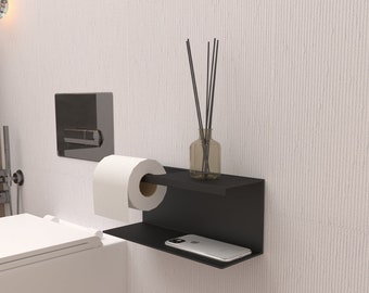 Metal Toilet Paper Holder With Shelf, Bathroom Roll Hanger, Wall ...