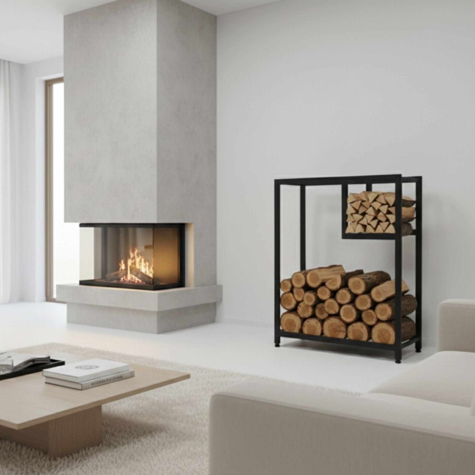 Modern Firewood Storage Rack, Log Holder for Fireplace, Indoor Wood ...