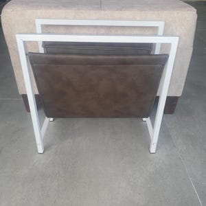 Modern Metal and Leather Magazine Holder Floor, Minimalist Magazine ...