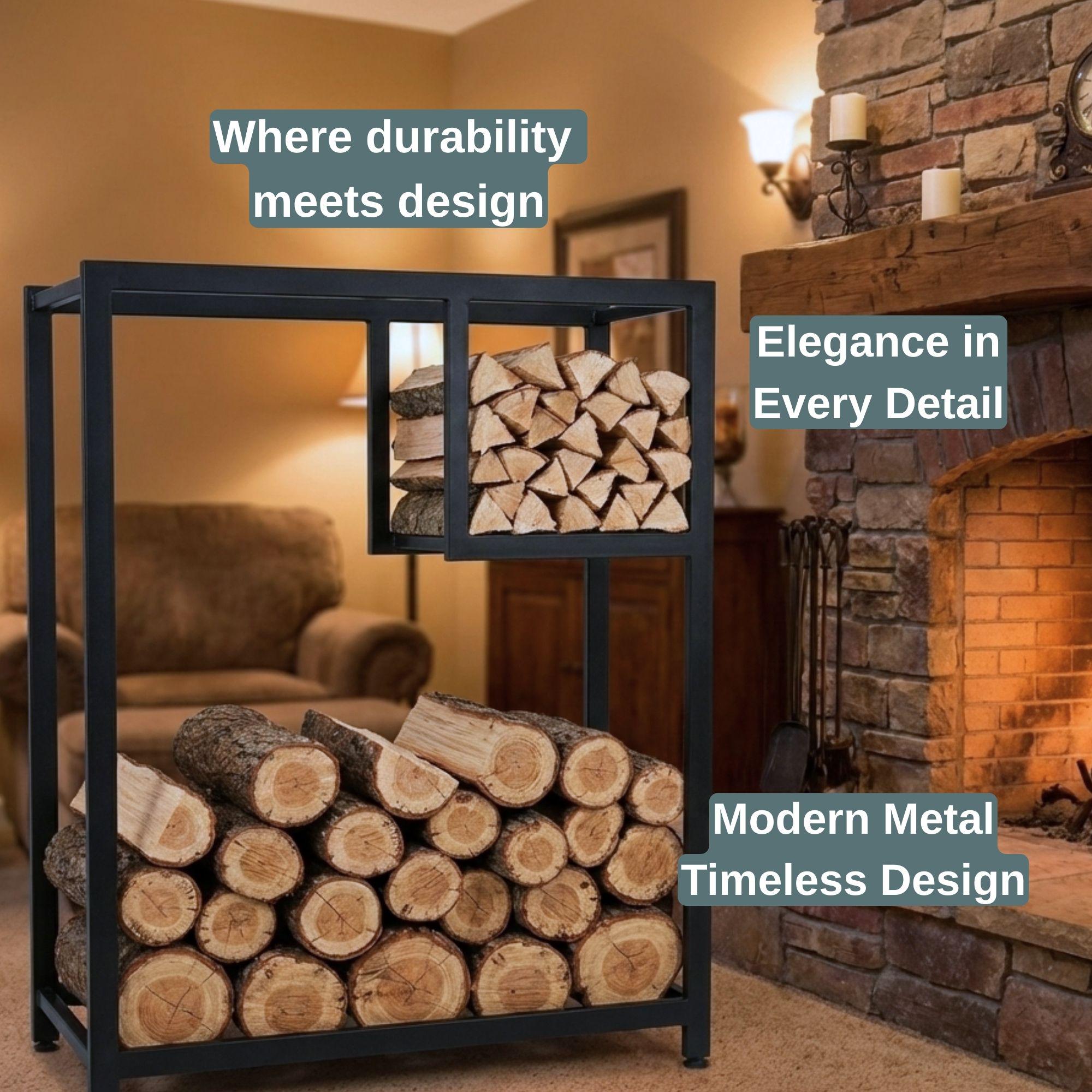 Modern Firewood Storage Rack, Log Holder for Fireplace, Indoor Wood ...
