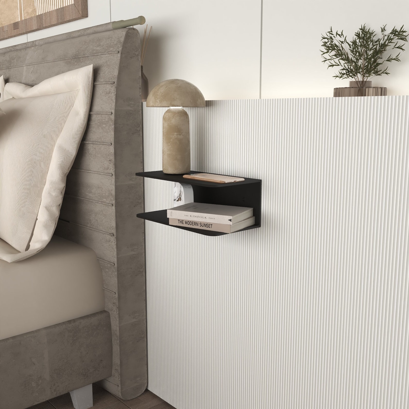 Sleek Metal Floating Nightstand Contemporary Bedroom Decor, Minimalist ...