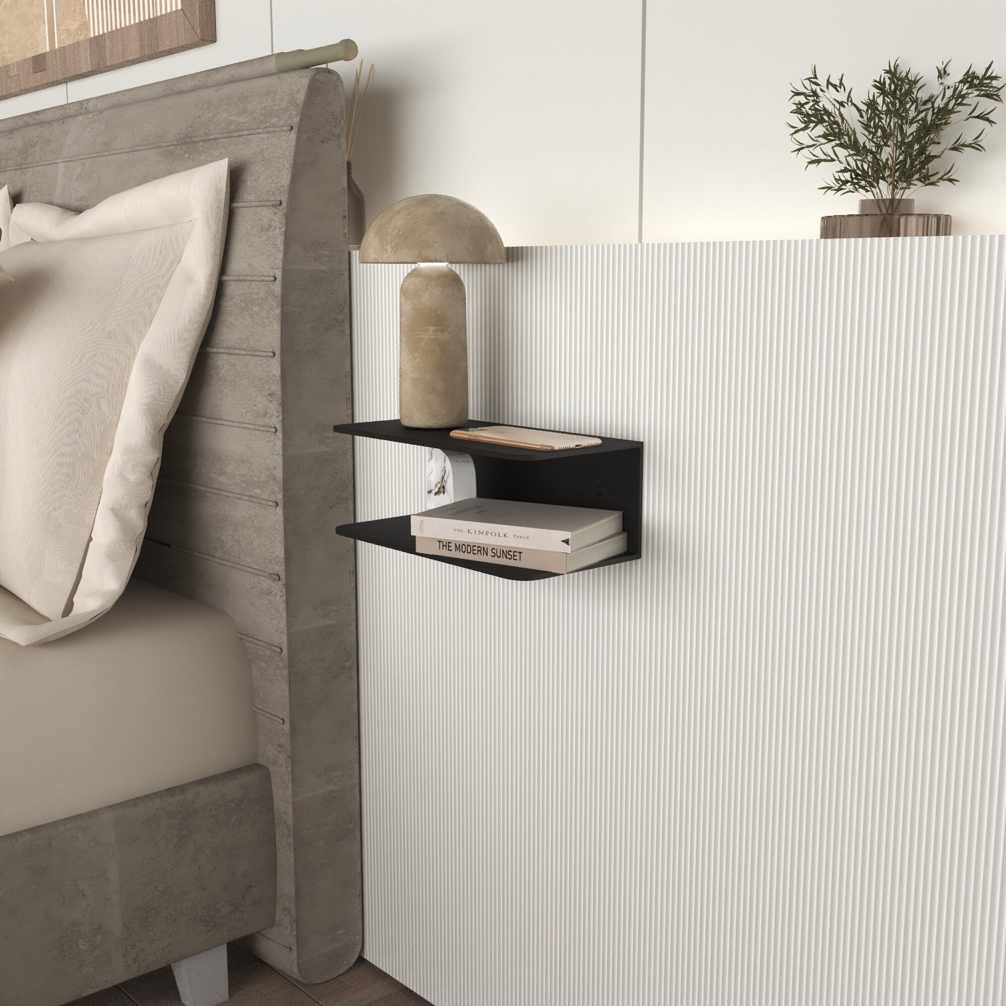 Sleek Metal Floating Nightstand Contemporary Bedroom Decor, Minimalist ...