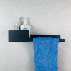 Minimalist Metal Bathroom Floating Shelf With Towel Holder, Modern Hand ...