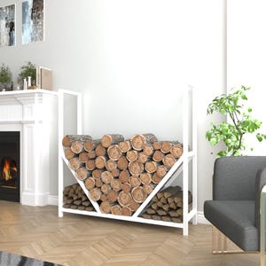 Metal Log Rack for Wood Storage, Firewood Holder, Wood Organizer ...