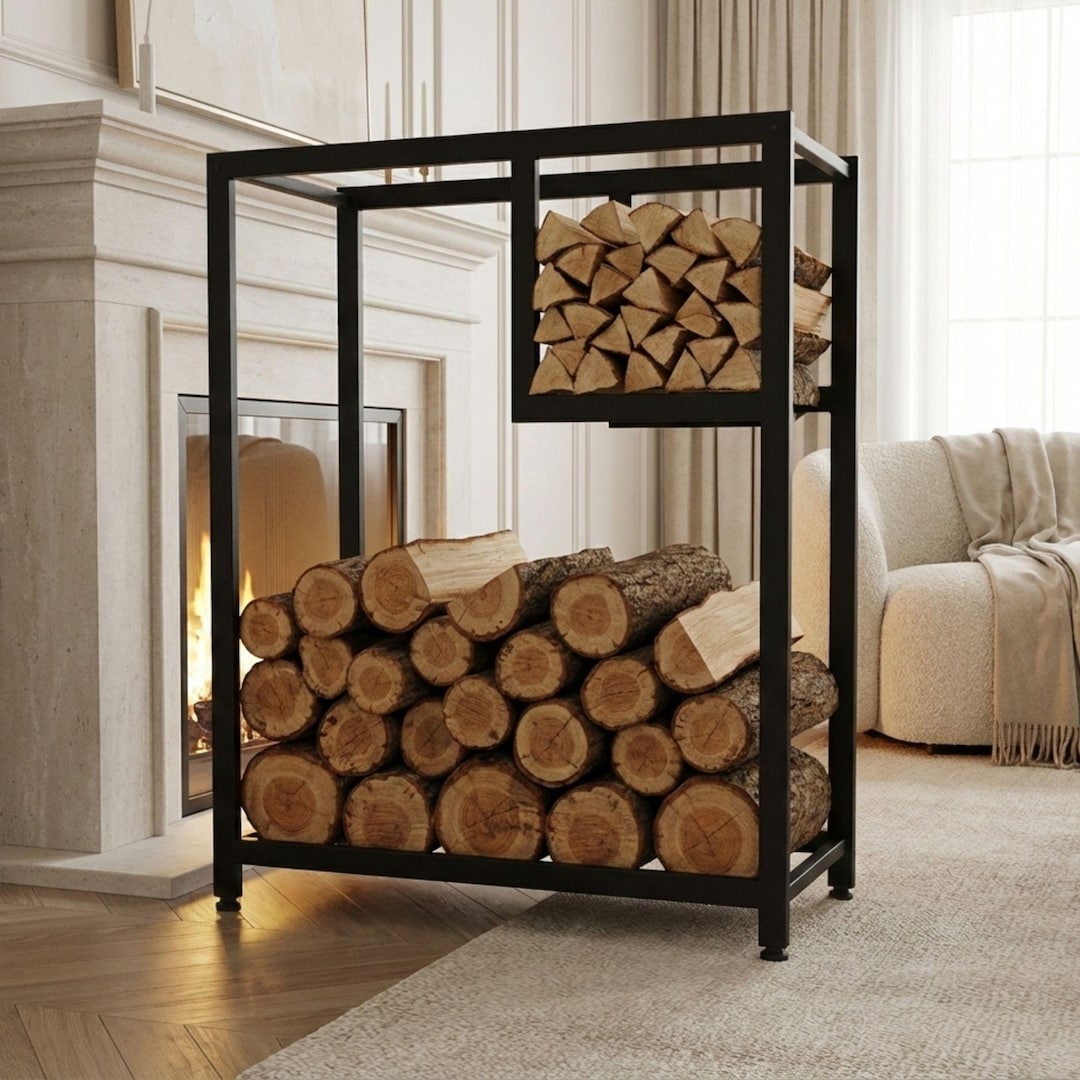 Modern Firewood Storage Rack, Log Holder for Fireplace, Indoor Wood ...