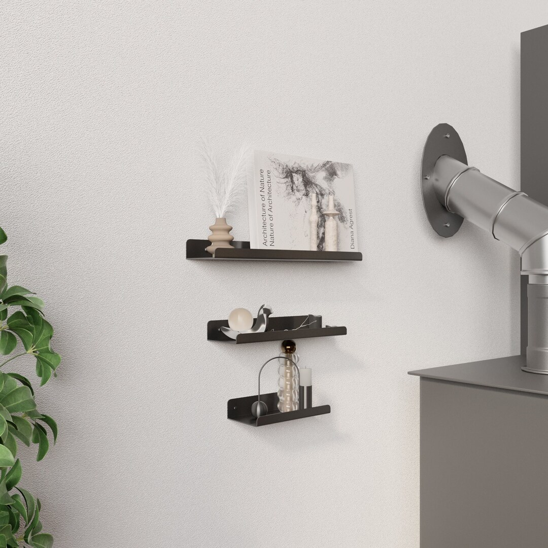 Modern Metal Floating Shelves: Minimalist Wall Decor Display - Etsy