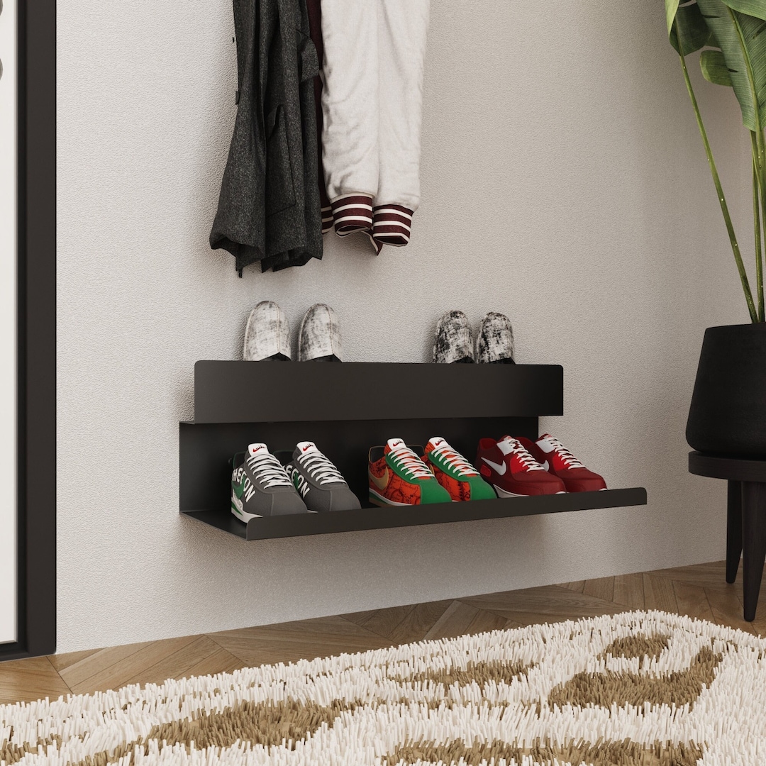 Modern Metal Shoe and Slipper Rack - Wall-mounted Entryway Organizer ...