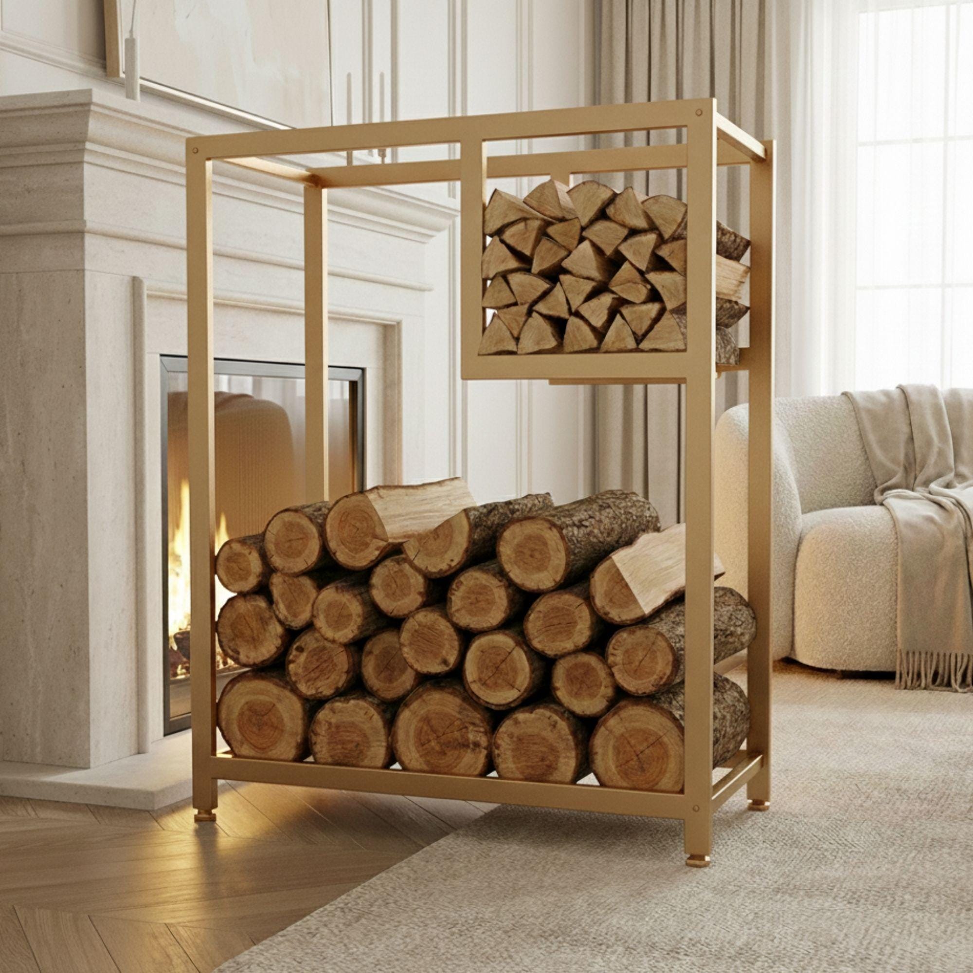 Modern Firewood Storage Rack, Log Holder for Fireplace, Indoor Wood ...