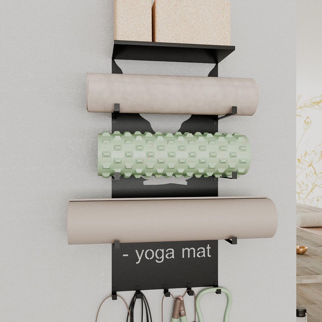 Metal Yoga Mat and Foam Roller Storage Rack, Home Gym Organizer - Etsy