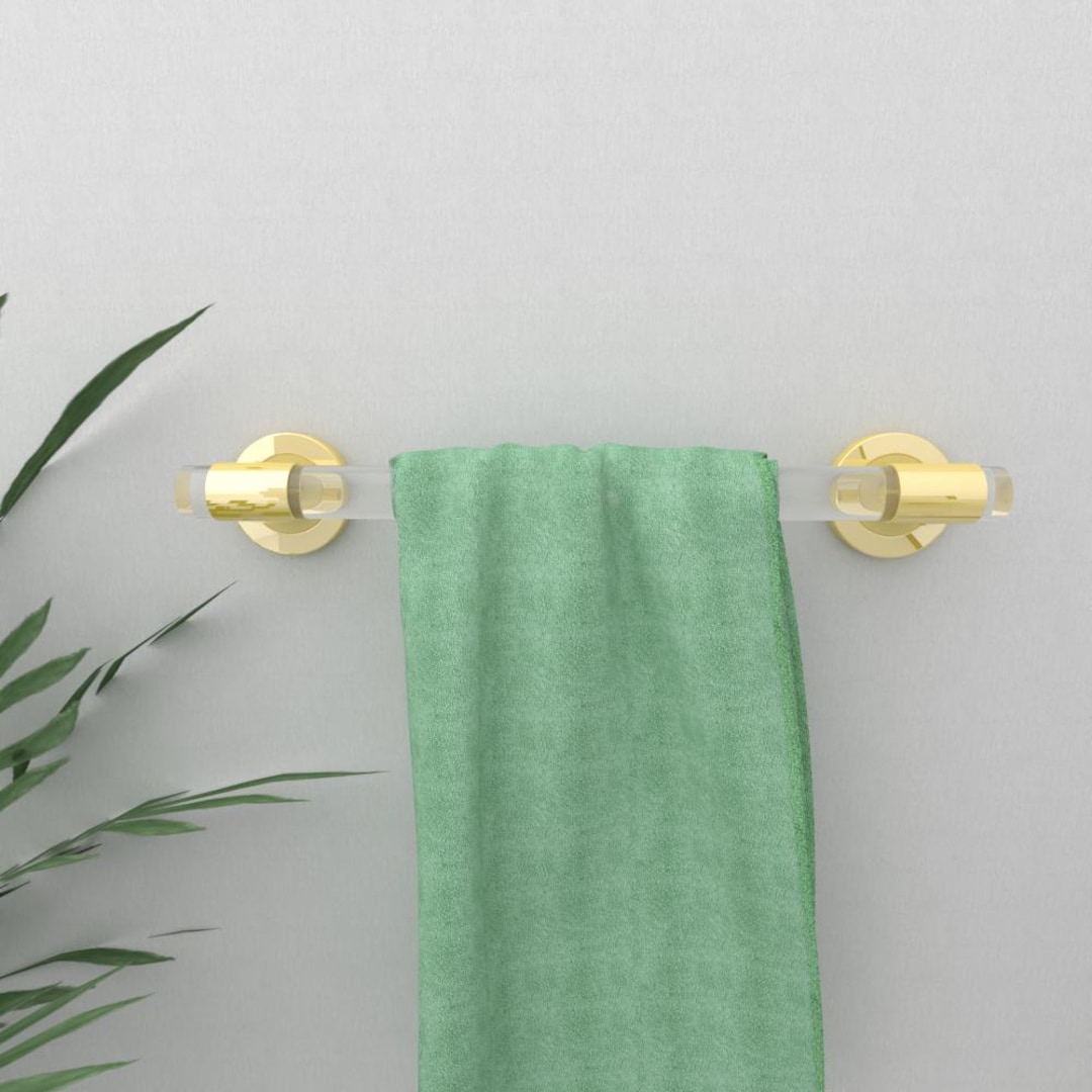 Minimalist Lucite Towel Bar: Gold Brackets, Acrylic Towel Holder - Etsy