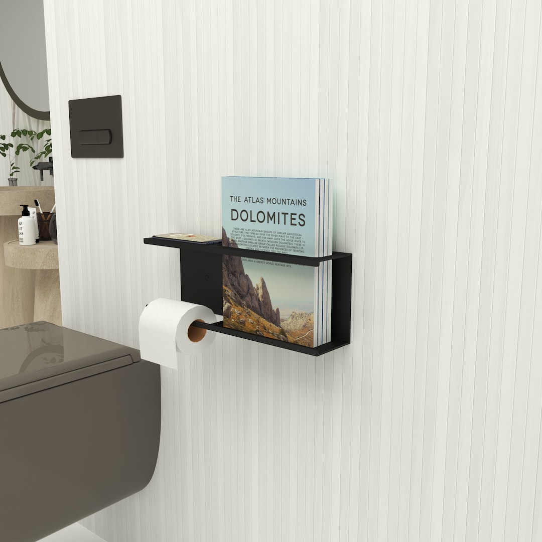 Modern Toilet Paper Holder With Magazine Rack - Bathroom Organizer - Etsy