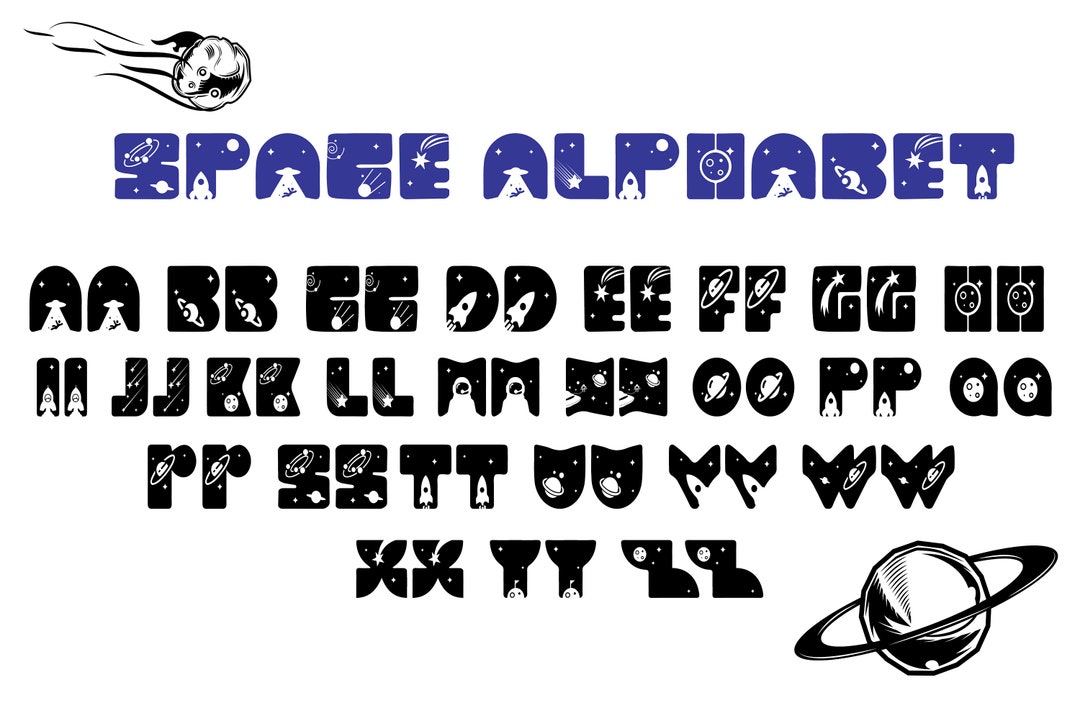 Space Alphabet SVG - Letters - Spaceship - Astronaut - Solar System ...