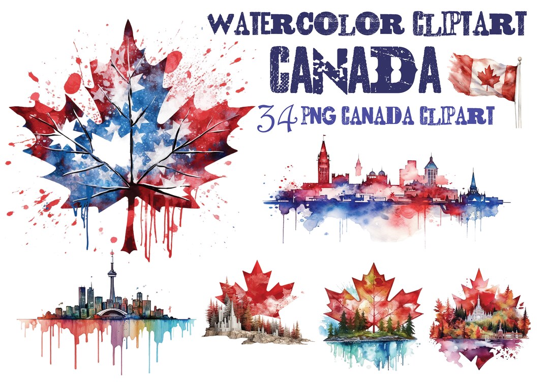 Watercolor Canada Clipart - 34 PNG Canada Landscapes Clipart - Canada ...