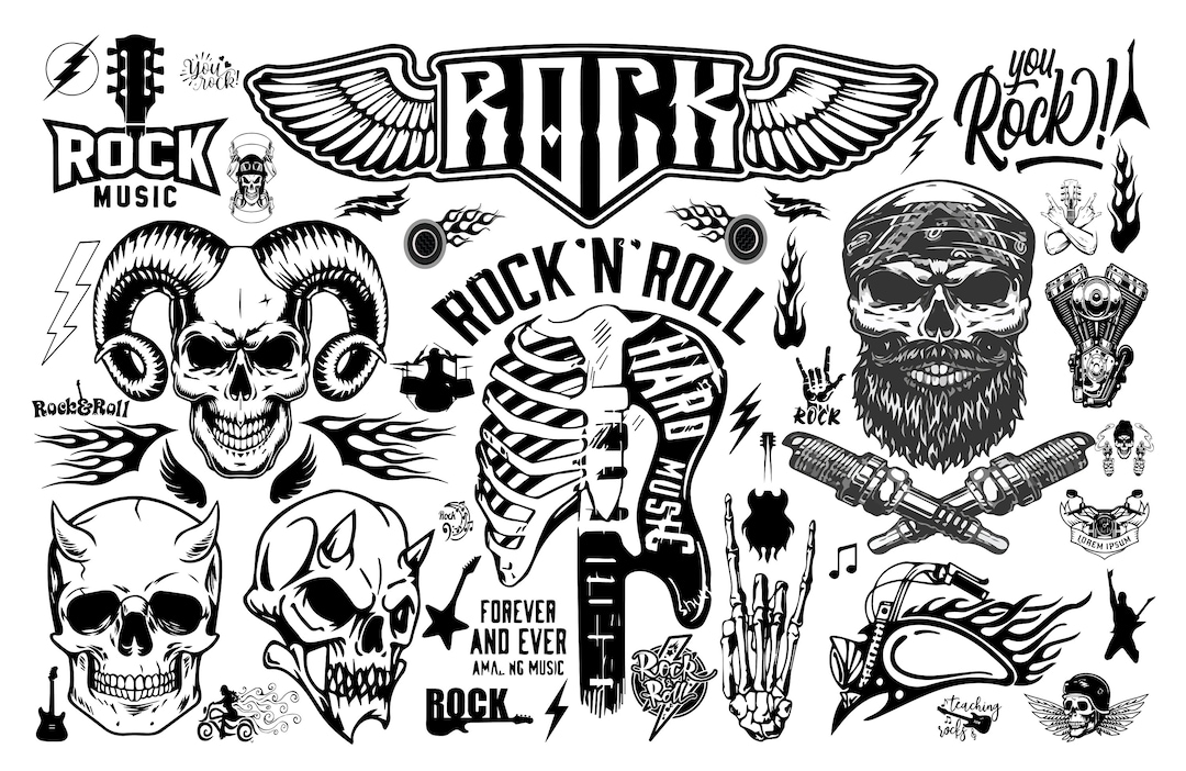 ROCK BUNDLE SVG, Rock Music Svg, Rock and Roll Bundle Svg, Rock Flames ...